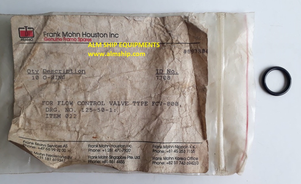 O-RING ID 7708 FOR FRAMO | ALM SHIP EQUIPMENTS